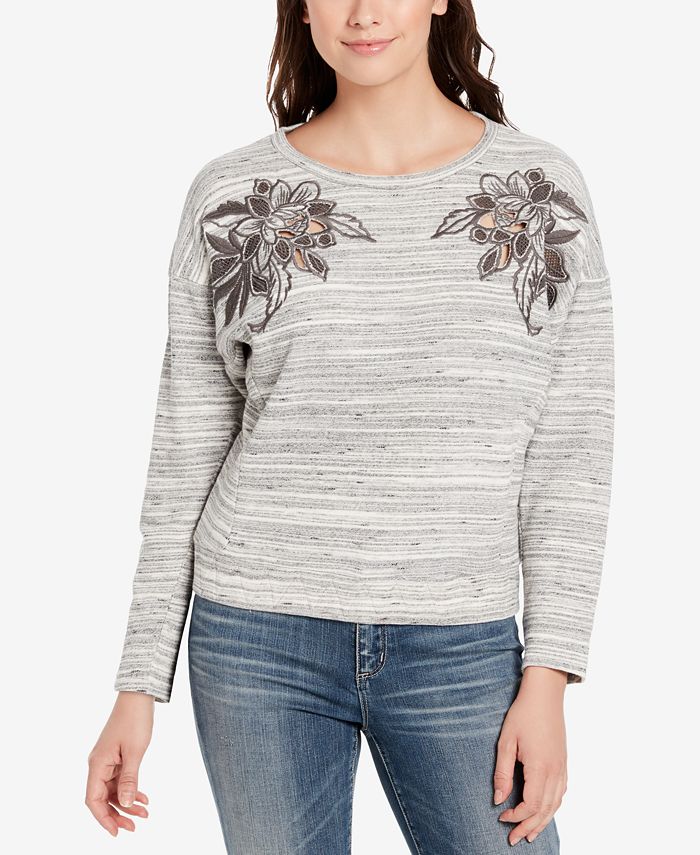 Vintage America Cotton Floral-Embroidered Marled Top - Macy's