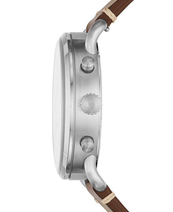 Fossil Men's Chronograph Commuter Brown Leather Strap Watch 42mm - Macy's