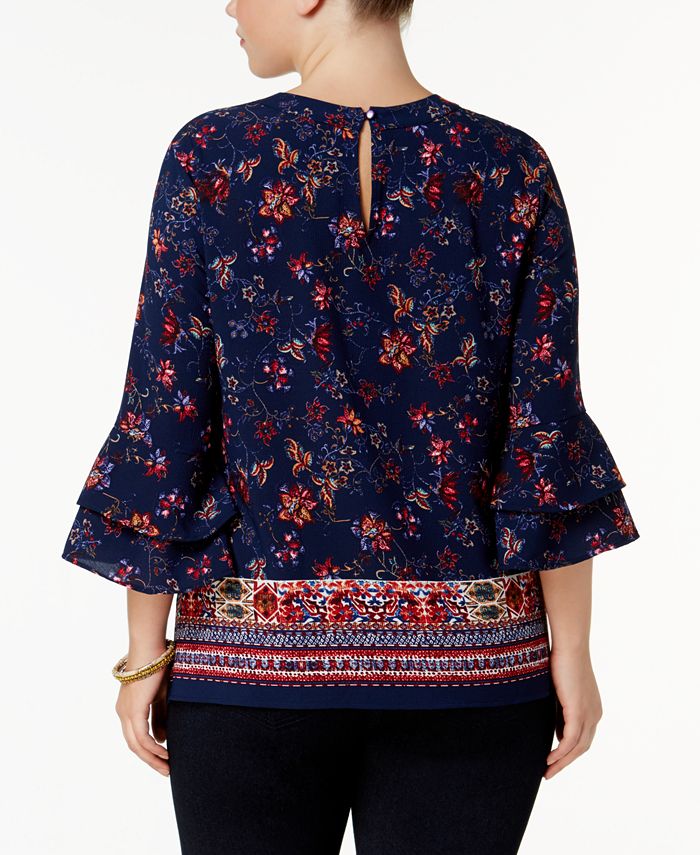 Monteau Trendy Plus Size Keyhole Blouse - Macy's