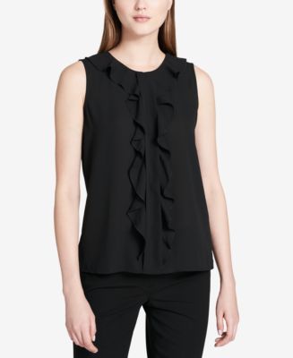 Calvin Klein Ruffle-Trim Shell - Macy's