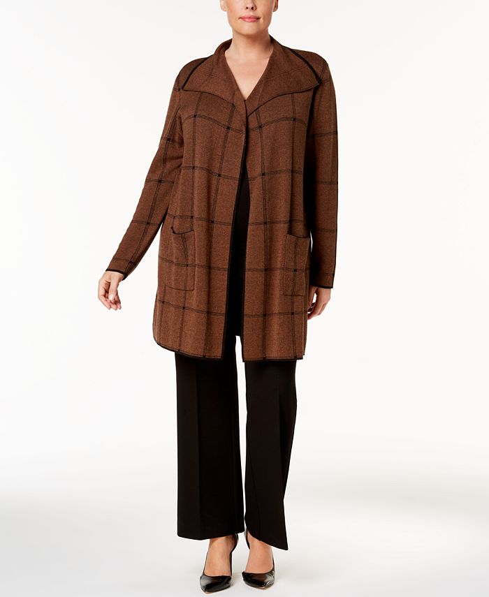 Kasper Plus Size Draped Plaid Topper - Macy's