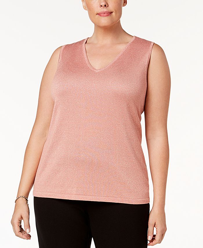 Kasper Plus Size Sleeveless Metallic Top - Macy's