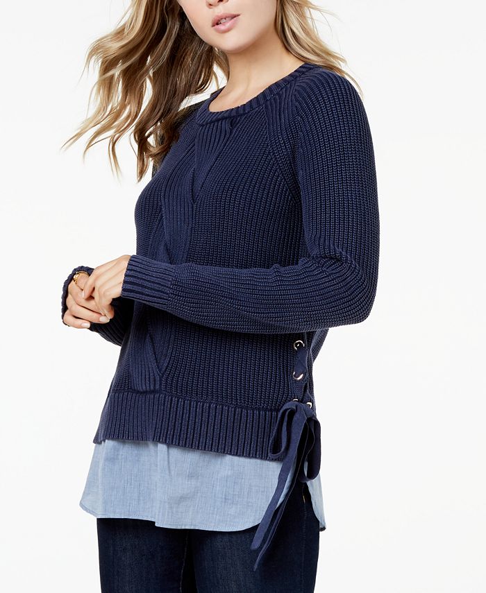 Tommy Hilfiger Cotton Layered-Look Sweater, Created for Macy's - Macy's