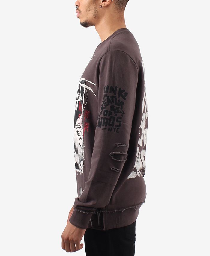 Punk Royal Men's Graphic-Print Patch Destroyed Sweater - Macy's