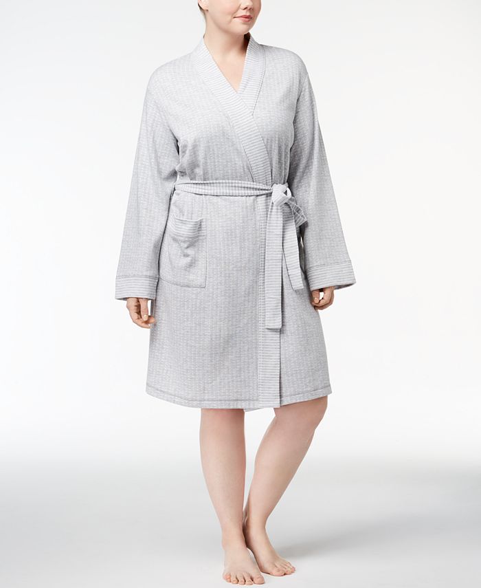 Charter Club Plus Size Short Knit Robe, Created for Macy's - Macy's