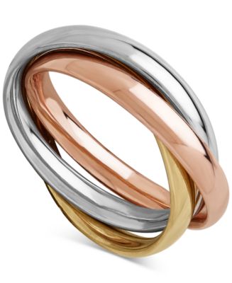 Tri-Gold Multi-Band Ring in 14k Gold, White Gold & Rose Gold - Macy's