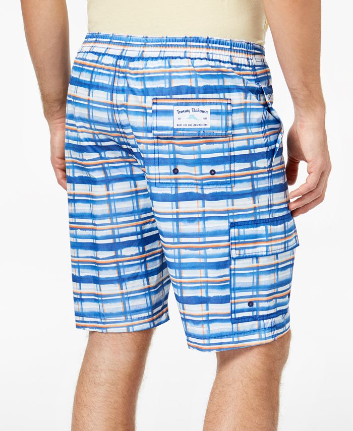 Tommy Bahama Men's Baja Water Crest Plaid 9'' Swim Trunks - Macy's