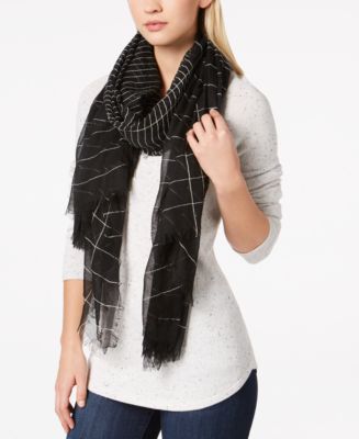 Calvin Klein Oversized Textured-Stripe Scarf - Macy's