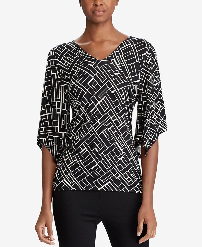 Lauren Ralph Lauren Petite Geo-Print Top - Macy's