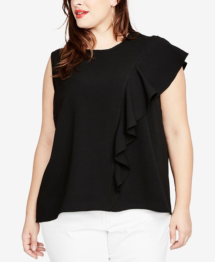 RACHEL Rachel Roy Trendy Plus Size Ruffled Top, Created for Macy's - Macy's