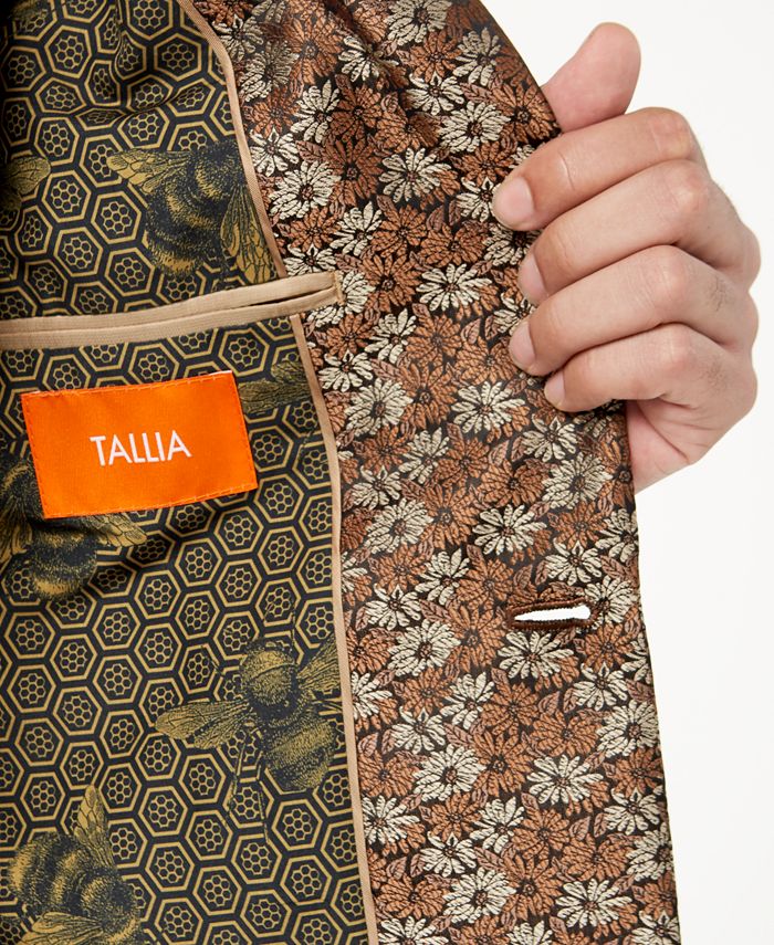 Tallia Orange Men's Big & Tall Modern-Fit Brown Floral Dinner Jacket ...