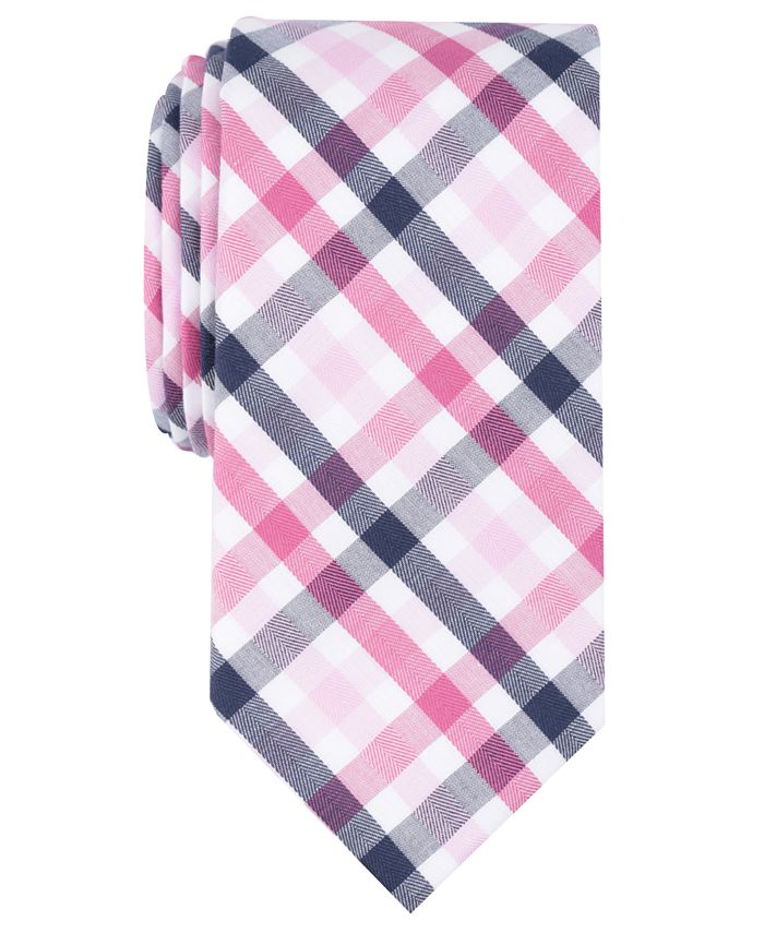 Bar III Men's Herringbone Triple Gingham Skinny Tie, Created for Macy's ...