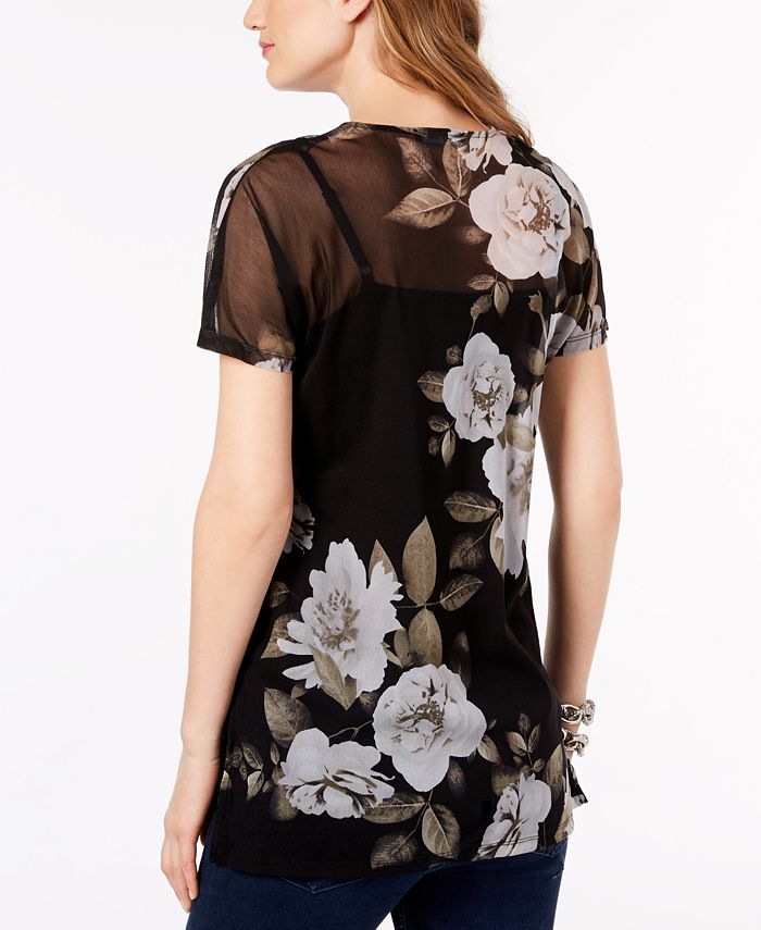 INC International Concepts I.N.C. Petite Printed Illusion Top, Created ...