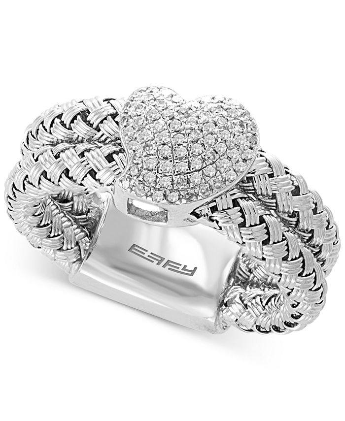 EFFY Collection EFFY® Diamond Pavé Heart Double Band Ring (1/4 ct. t.w ...