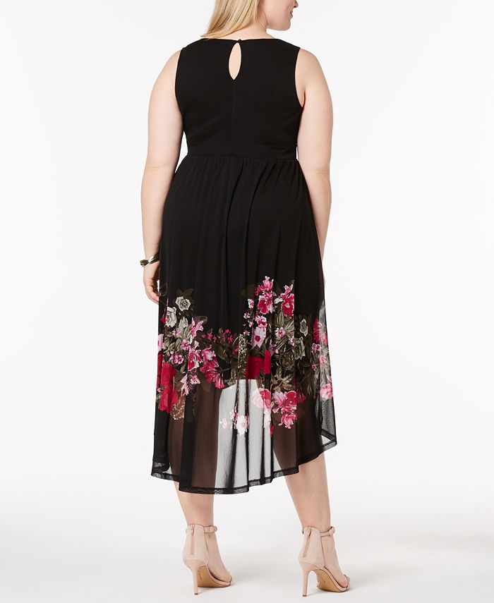 INC International Concepts I.N.C. Plus Size Printed Mesh High-Low Dress ...