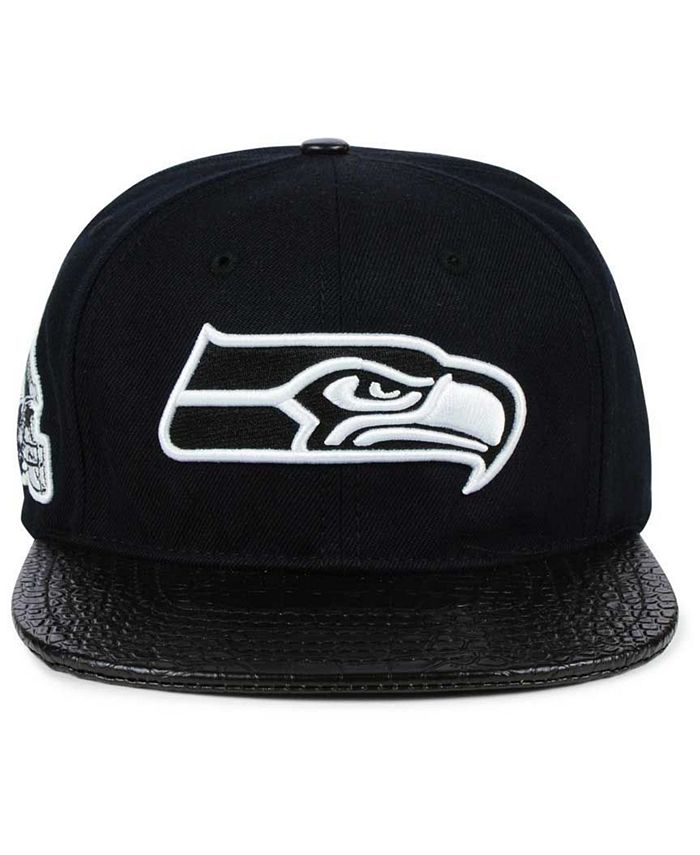 Pro Standard Seattle Seahawks Black and White Strapback Cap - Macy's