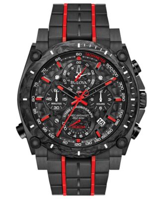Bulova Men's Chronograph Precisionist Champlain Black & Red Stainless ...