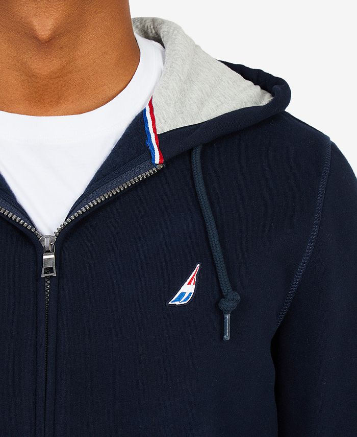 Nautica Men's J Class Embroidered-Logo Full-Zip Fleece Hoodie - Macy's