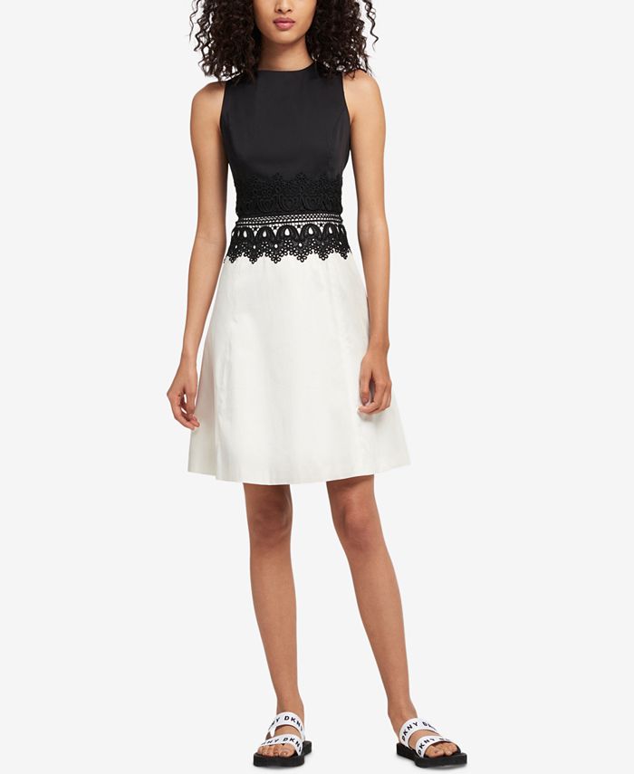 DKNY Embroidered Colorblocked Dress, Created for Macy's - Macy's
