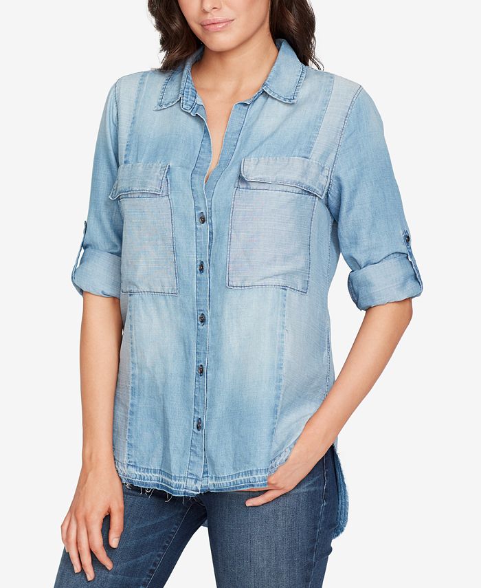 WILLIAM RAST Dalila Frayed Denim Shirt - Macy's
