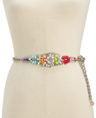 Steve Madden Multicolored Rhinestone Chain Belt - Macy's