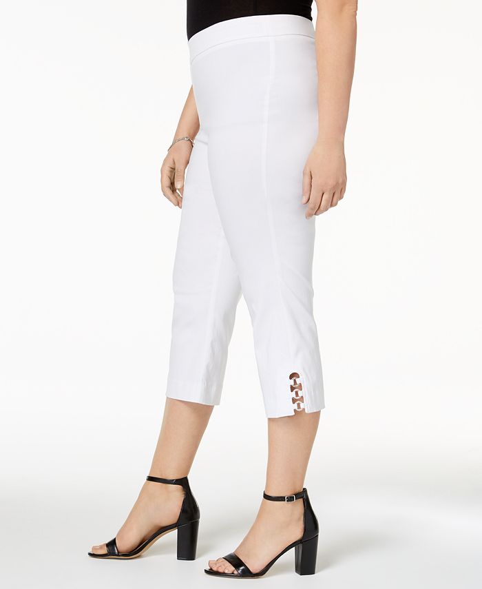 Jm Collection Plus Size Lattice Trimmed Capri Pants Created For Macys