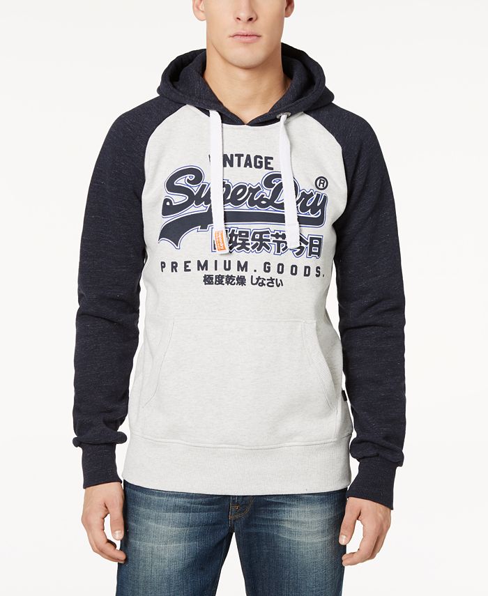 Superdry Men's Premium Goods Logo-Print Raglan-Sleeve Hoodie - Macy's