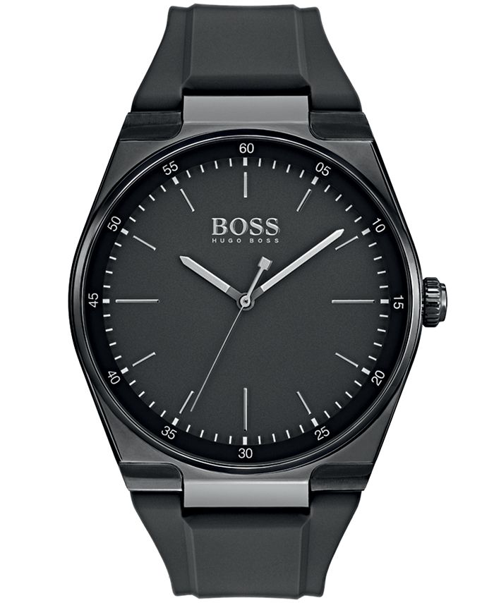 BOSS BOSS Hugo Boss Men's Magnitude Black Rubber Strap Watch 42mm - Macy's