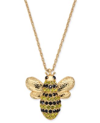 kate spade new york Gold-Tone Pavé Bee 17" Pendant Necklace - Macy's