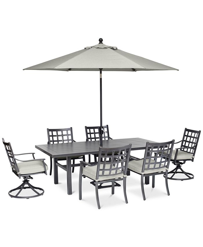 Agio Highland Aluminum Outdoor 7-Pc. Dining Set (84" x 42" Dining Table ...