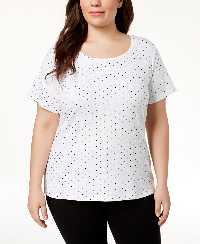 Karen Scott Plus Size Polka-Dot Top, Created for Macy's - Macy's