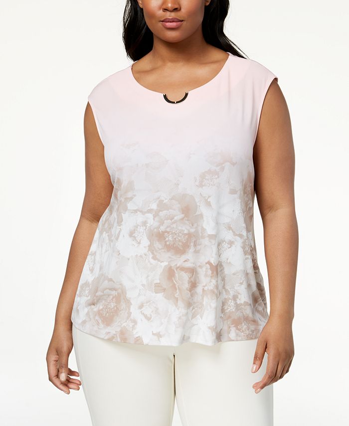 Calvin Klein Plus Size Embellished Top - Macy's