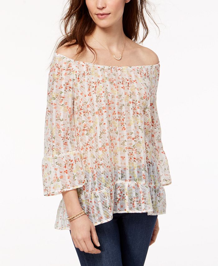 Style & Co Ruffled Off-The-Shoulder Top, Created for Macy's - Macy's