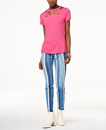 INC International Concepts I.N.C. Striped Released-Hem Skinny Jeans ...