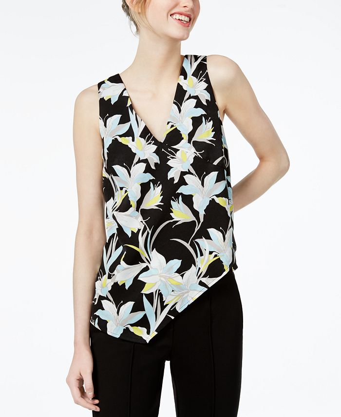 Bar III Printed Asymmetrical Top, Created for Macy's - Macy's
