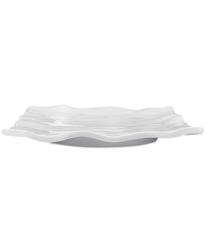 Q Squared Large White Ruffle Melamine Square Platter - Macy's