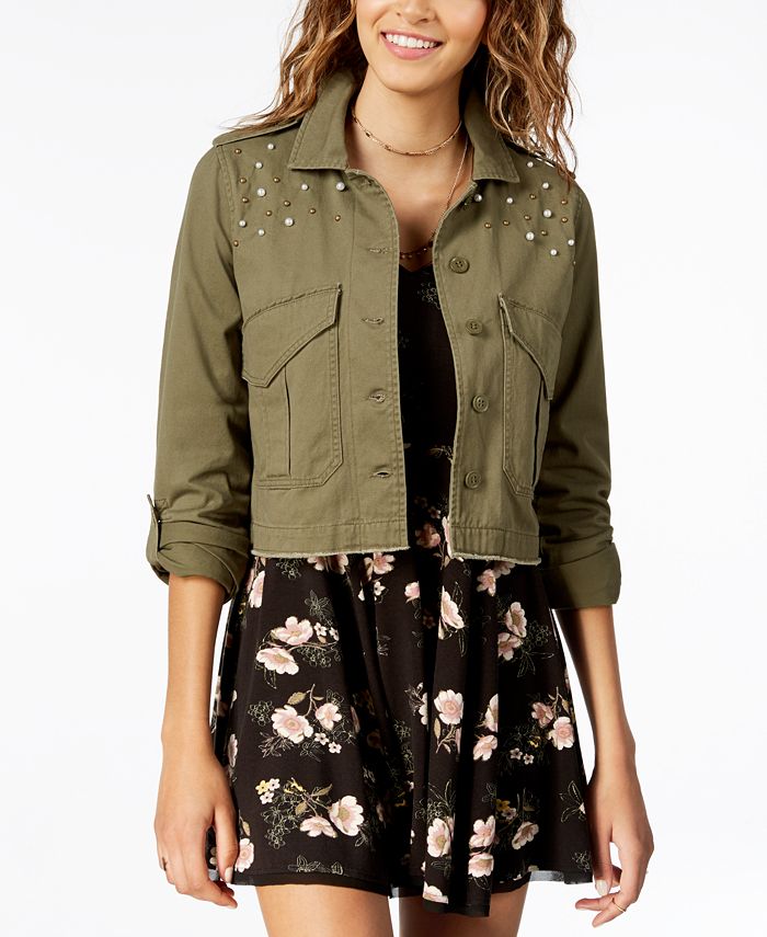 American Rag Juniors' Cotton Embellished Utility Jacket, Created for ...
