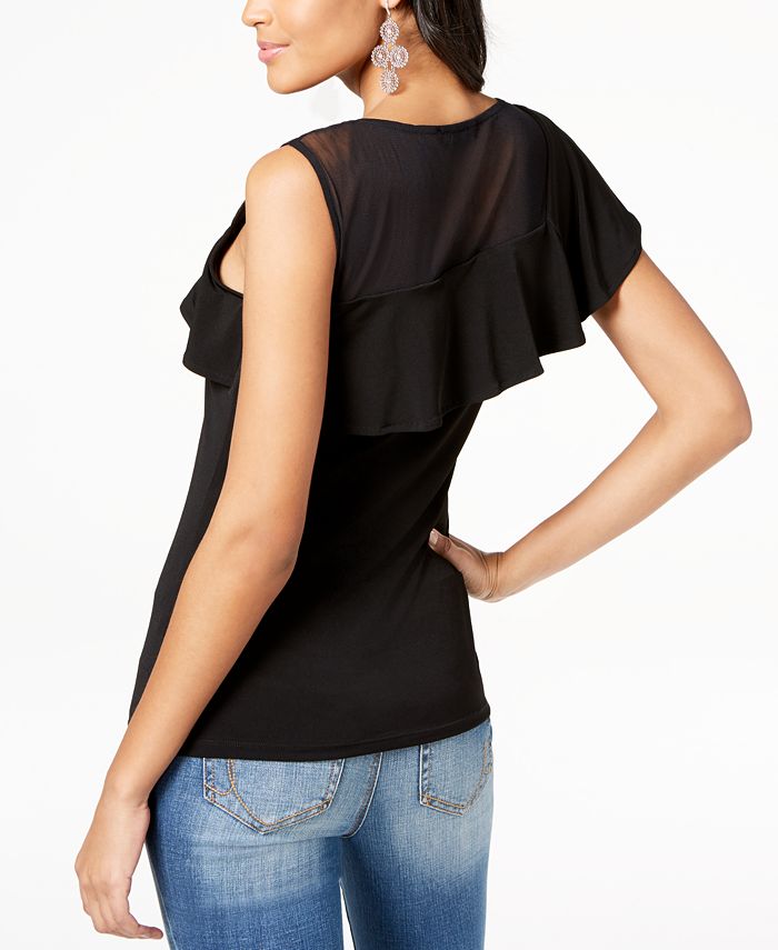 INC International Concepts I.N.C. Petite Asymmetrical Ruffled Top ...