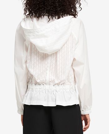 DKNY Cotton Eyelet Drawstring-Waist Jacket - Macy's