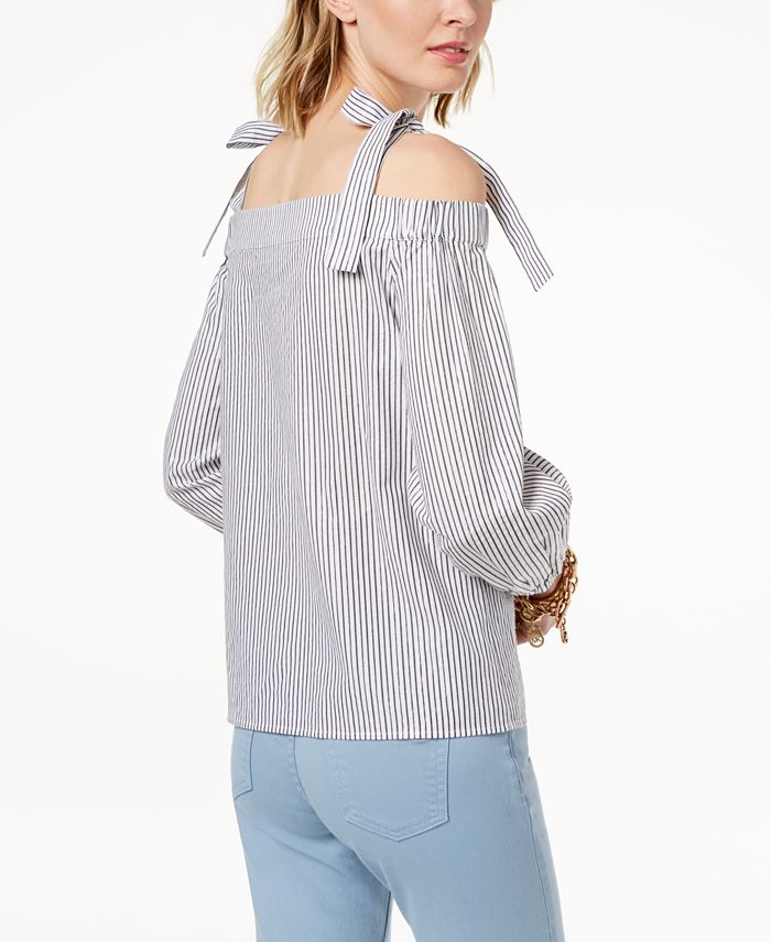 Michael Kors Tie-Strap Cold-Shoulder Top - Macy's