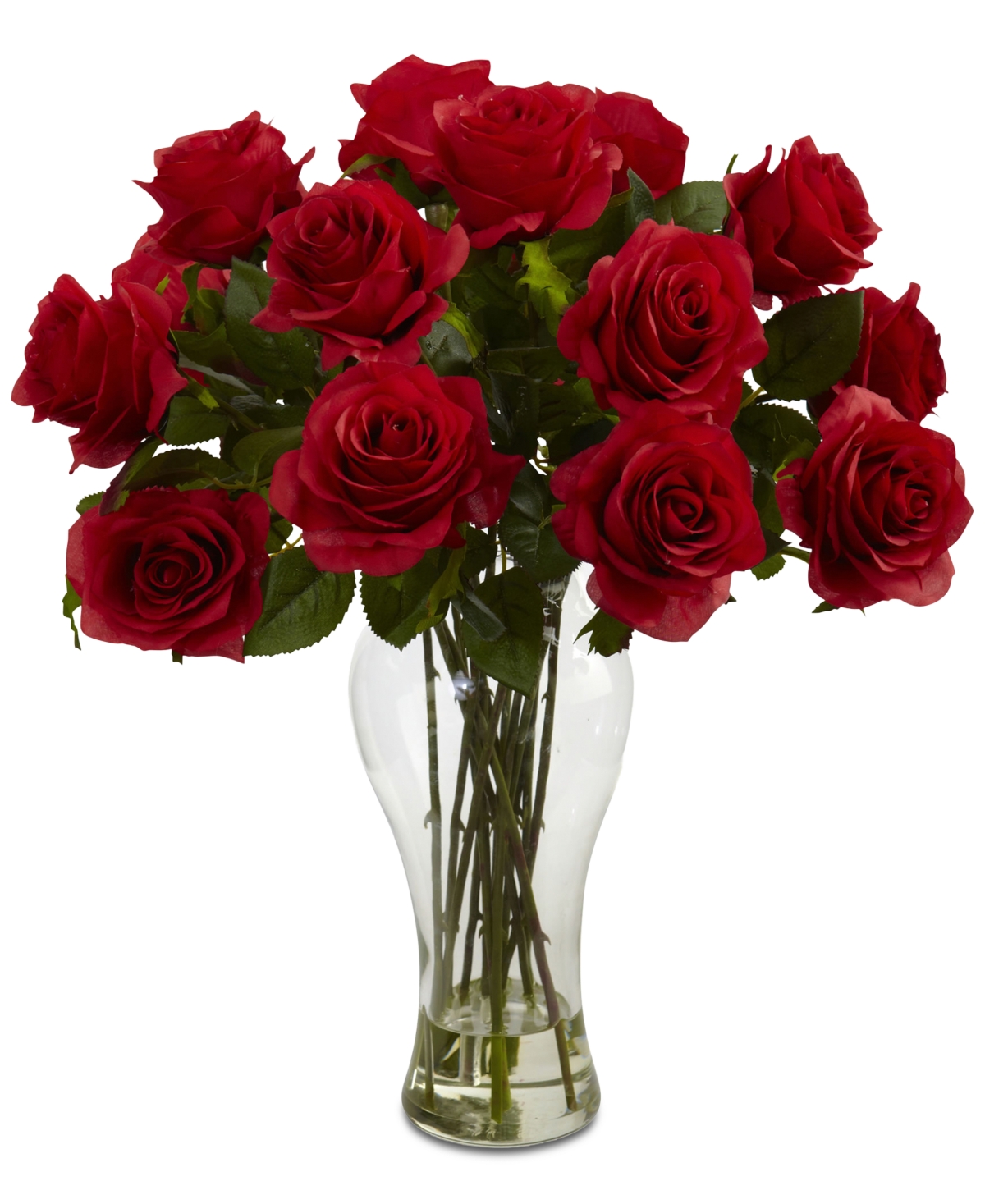 Click here for Nearly Natural Blooming Roses with Vase - Red prices