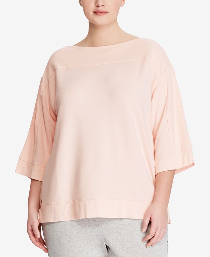 Lauren Ralph Lauren Plus Size Dropped-Shoulder Top - Macy's