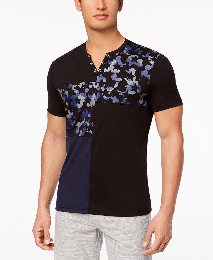 INC International Concepts I.N.C. Men's Pieced Colorblocked Split-Neck ...