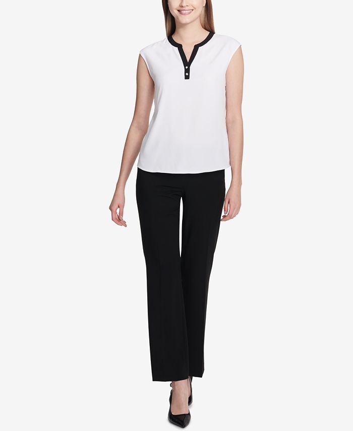 Calvin Klein Contrast-Trim Top - Macy's