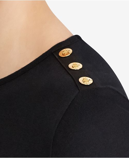 Lauren Ralph Lauren Long-Sleeve Button-Shoulder Top & Reviews - Tops ...