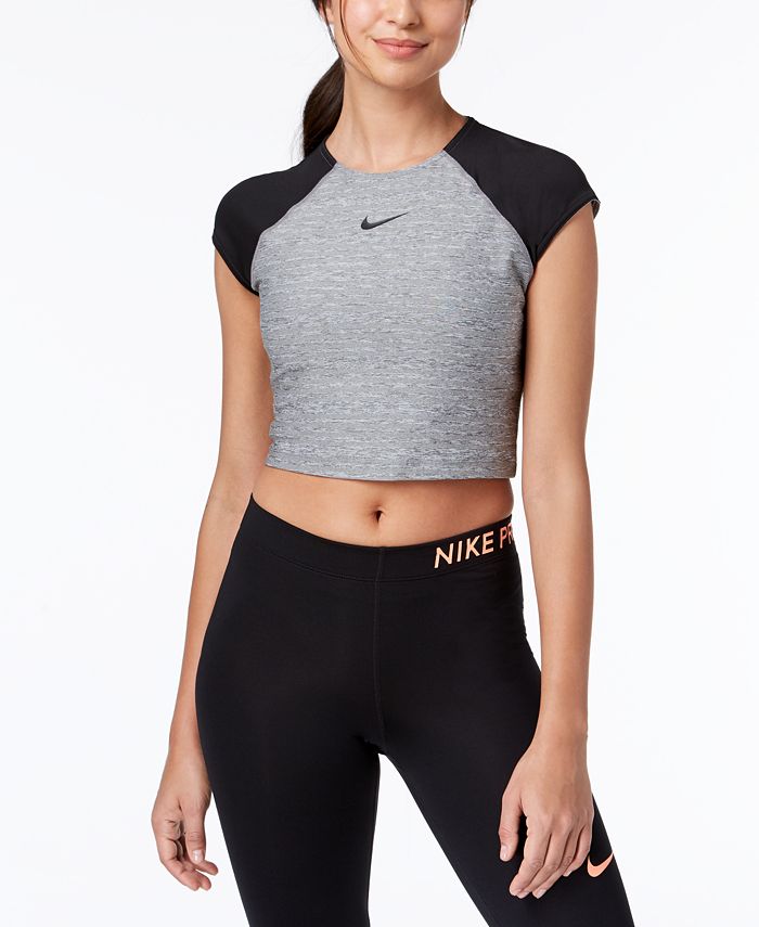 Nike Pro Dri-FIT Colorblocked Cropped Top - Macy's
