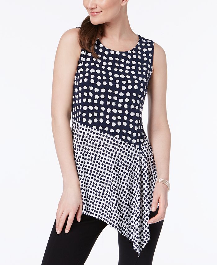 Alfani Asymmetrical-Hem Mixed-Print Tunic, Created for Macy's - Macy's