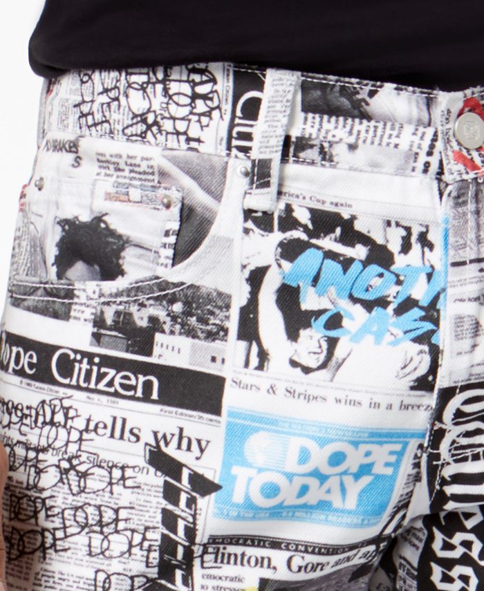 DOPE Men's Slim-Fit Newspaper Print Jeans - Macy's
