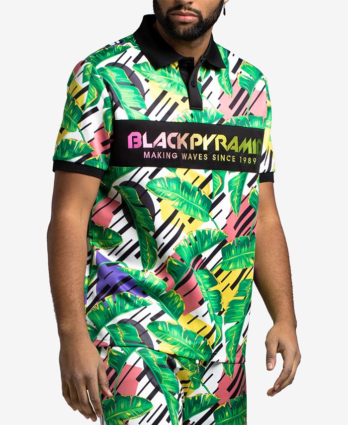 Black Pyramid Men's Leaf-Print Polo - Macy's