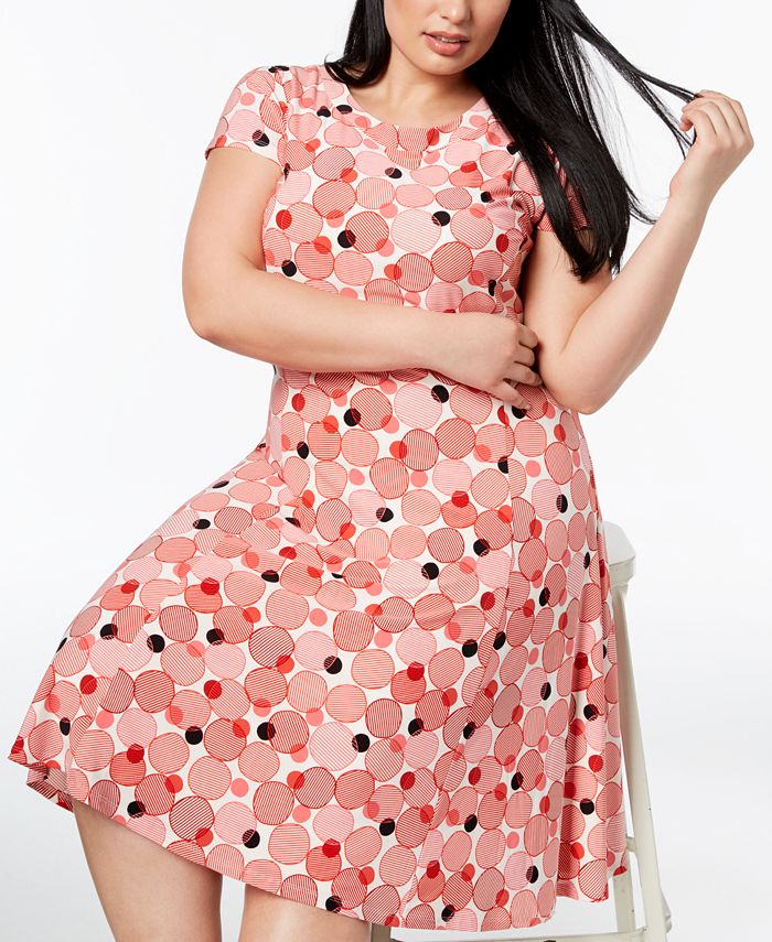 Anne Klein Plus Size Printed Fit & Flare Dress - Macy's